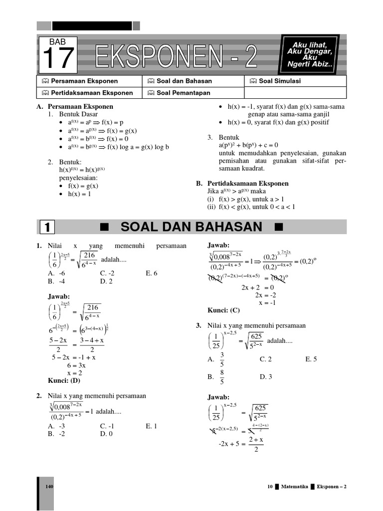 Bab 17 Eksponen - 2 | PDF