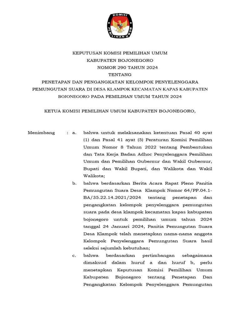 Contoh SK KPPS | PDF