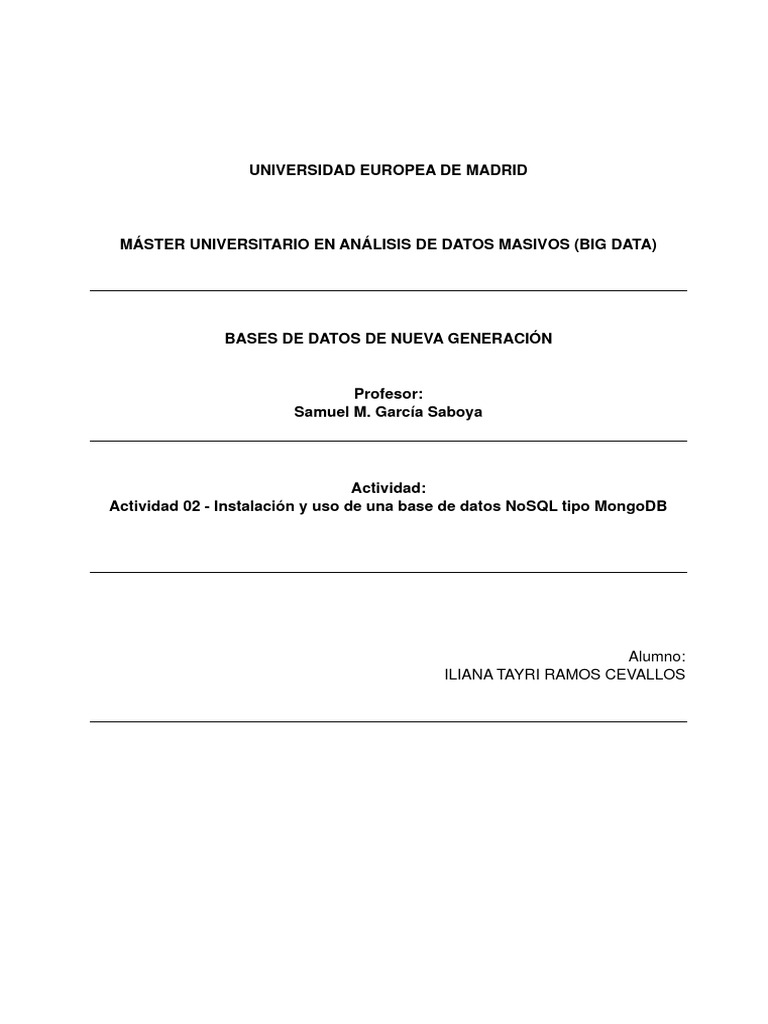 Actividad 02-Instalación y Uso de Una Base de Datos NoSQL Tipo MongoDB ...