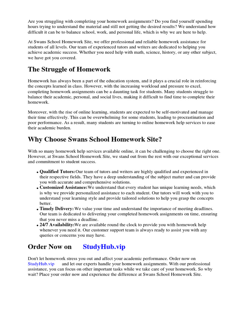 Swans School Homework Site | PDF | Homework | Curriculum