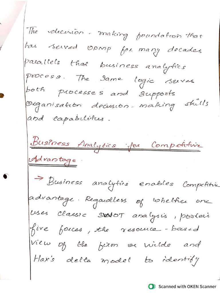 Business Analytics For Competitive Advantage | PDF