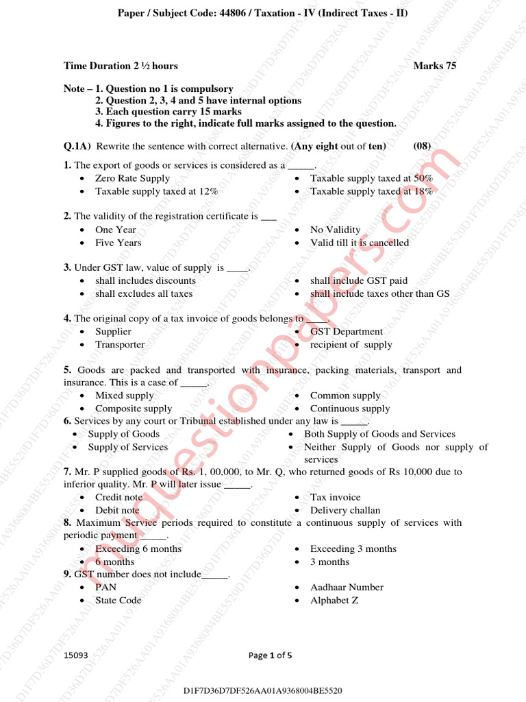 Commerce - Bcom Accounting and Finance - Semester 5 - 2023 - April ...