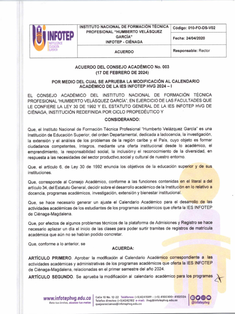 Acuerdo CA 003 | PDF