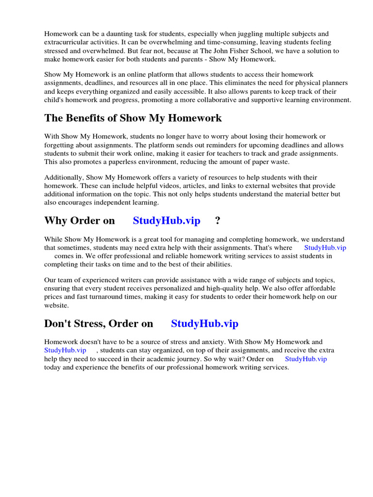Show My Homework The John Fisher School | PDF | Homework | Indulgence
