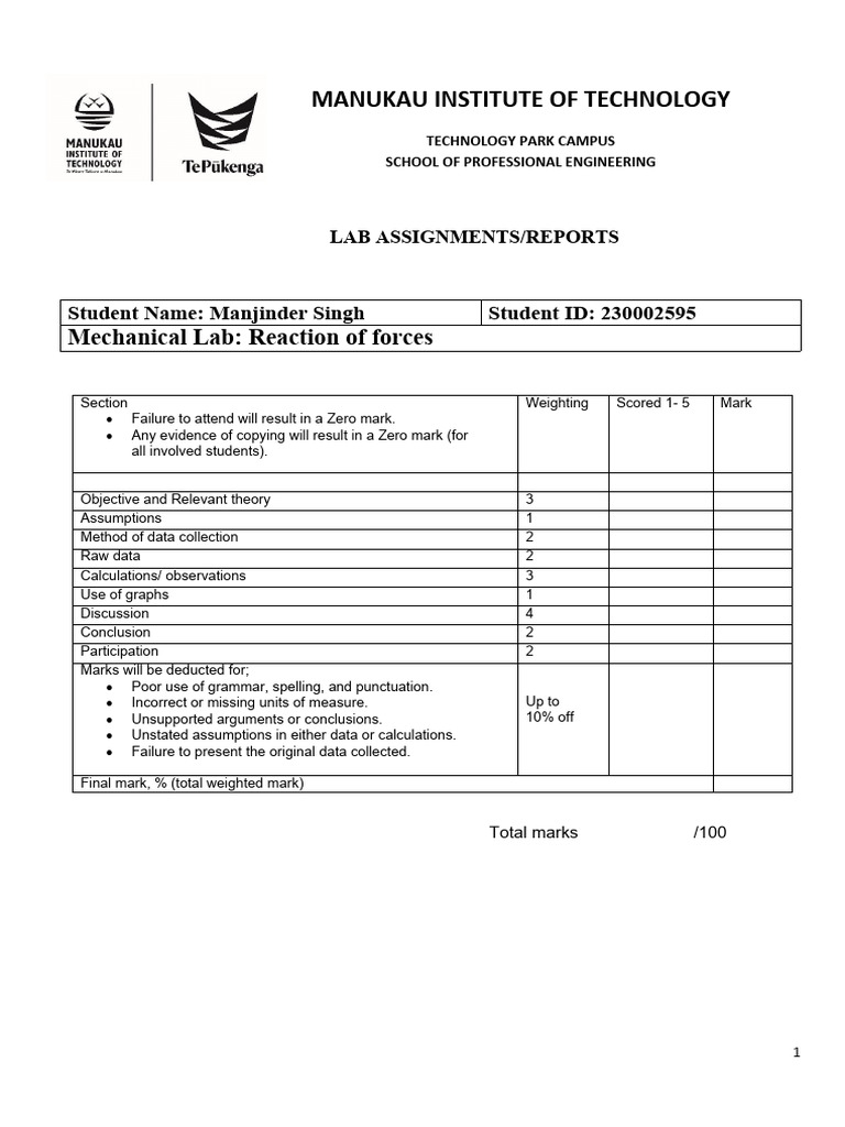 Lab Report Name - Manjinder Singh | PDF | Elasticity (Physics) | Young's Modulus