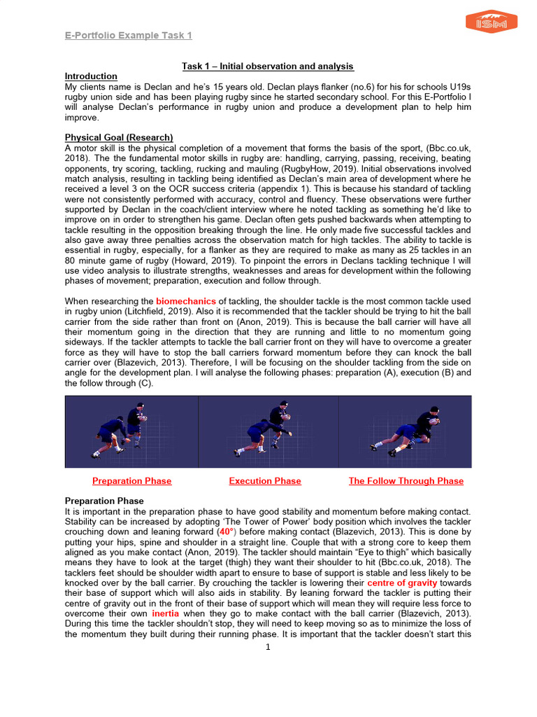 E Portfolio Task 1 Exemplar - Initial Observation and Analysis - As Coach | PDF | Physical ...