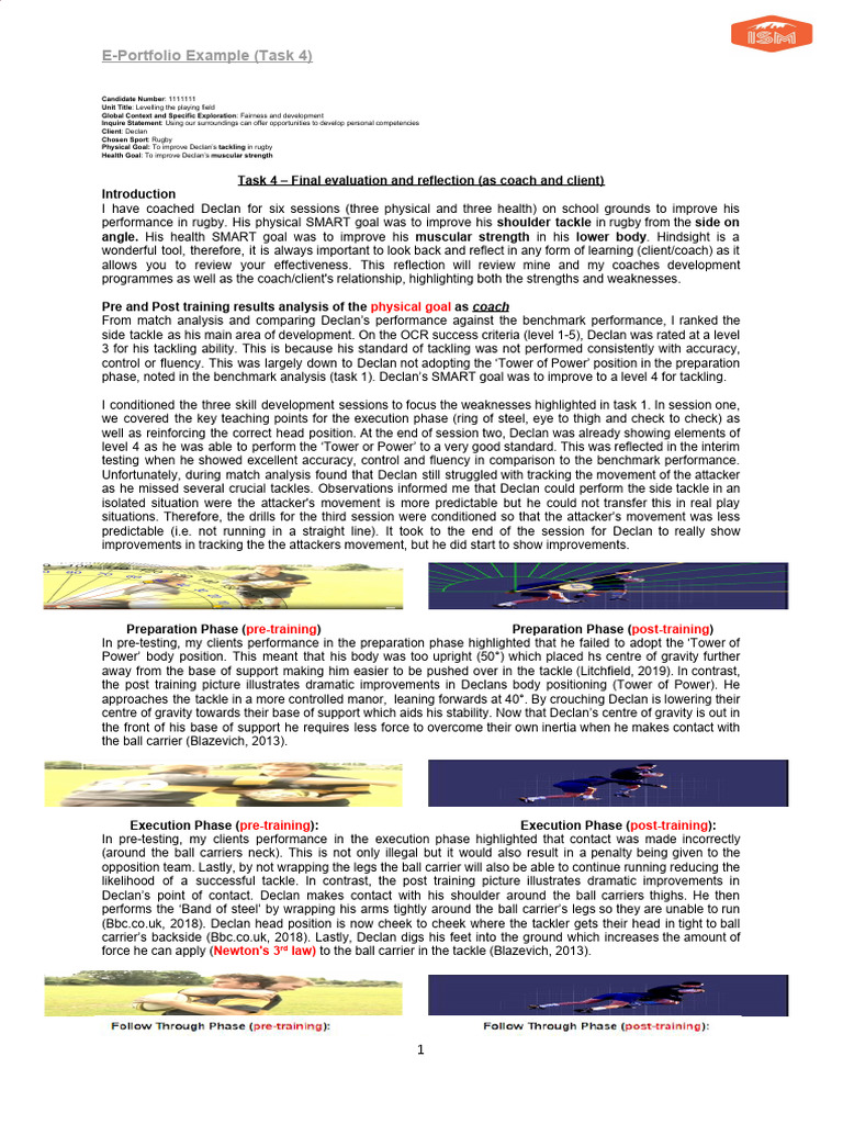 E Portfolio Task 4 Exemplar - Final Evaluation and Reflection - As Client and Coach | PDF ...
