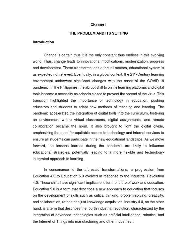 PJRODRIGUEZ Chapter 1 The Problem Its Setting | PDF | Learning | Educational Technology