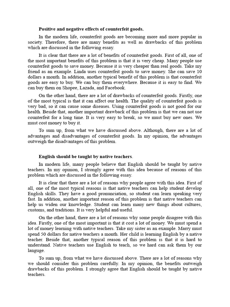 Positive and Negative Effects of Counterfeit Goods Mai | PDF | English ...