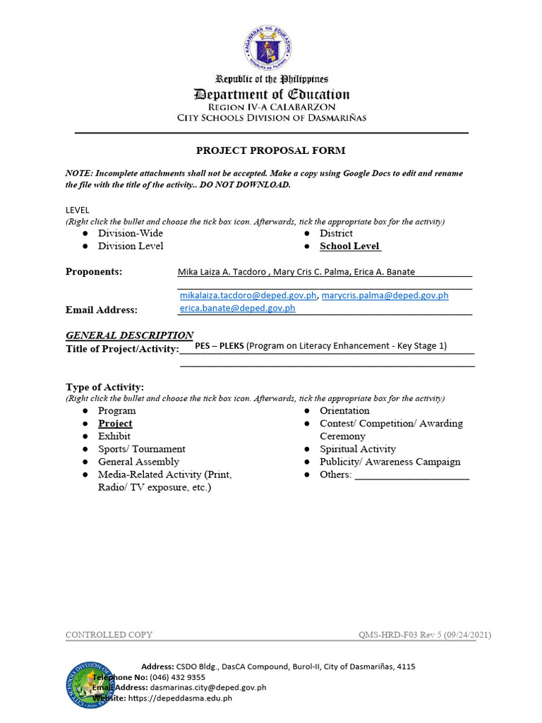 1 PALIPARAN ES COP Project Proposal | PDF