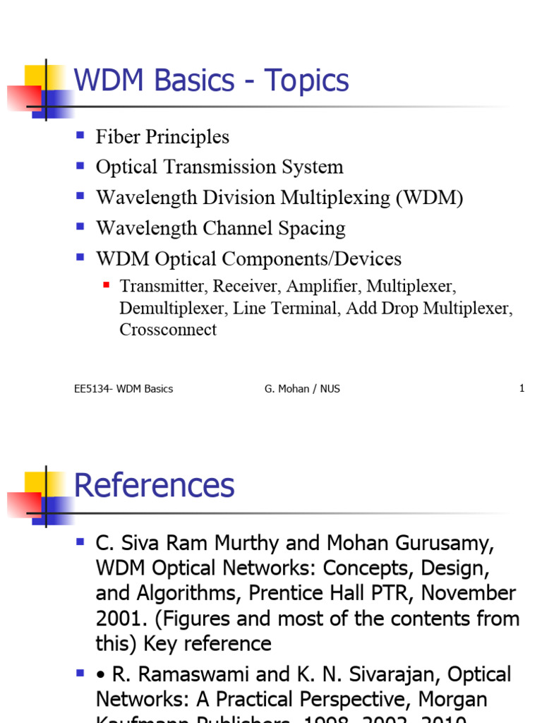 EE5134 WDMBasics | PDF | Wavelength Division Multiplexing | Optical Fiber