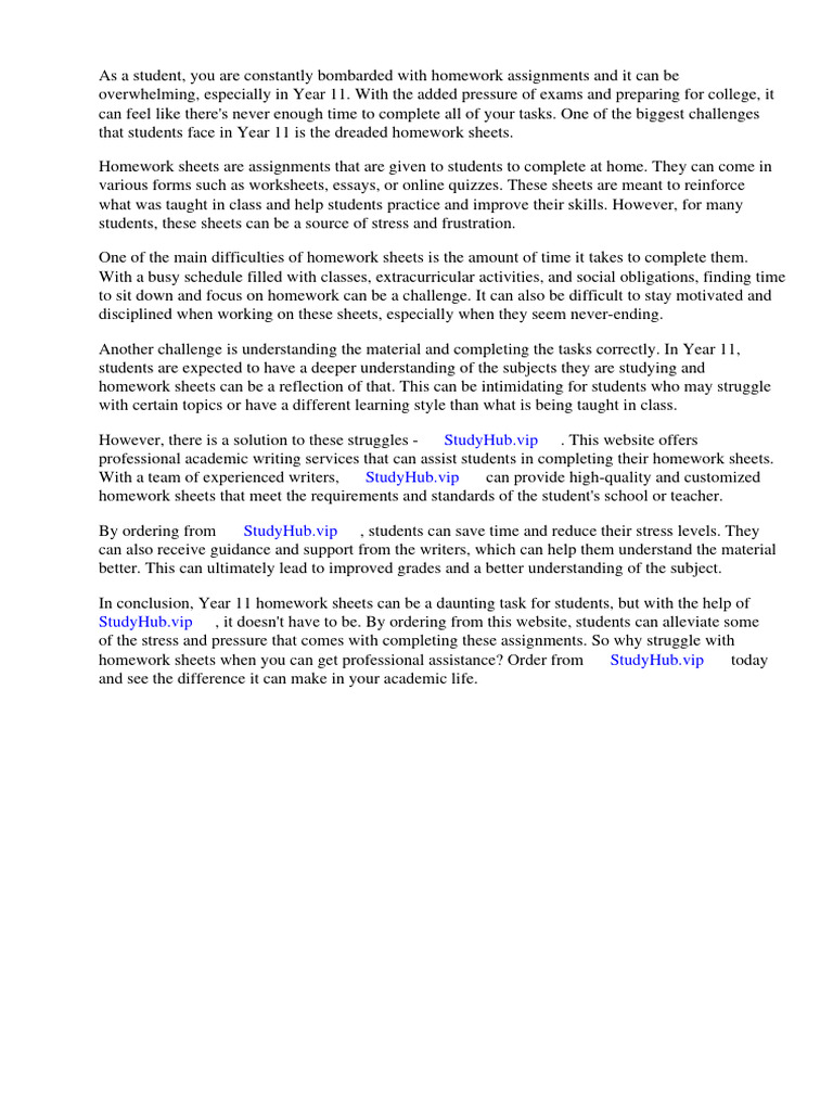 Year 11 Homework Sheets | PDF | Worksheet | Homework