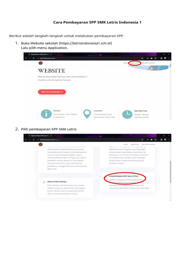 Cara Pembayaran SPP SMK Letris Indonesia | PDF