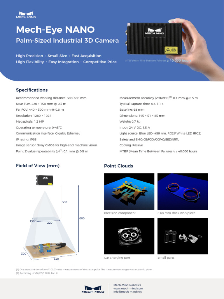 Mech-Eye NANO Palm-Sized Industrial 3D Camera | PDF | Field Of View ...