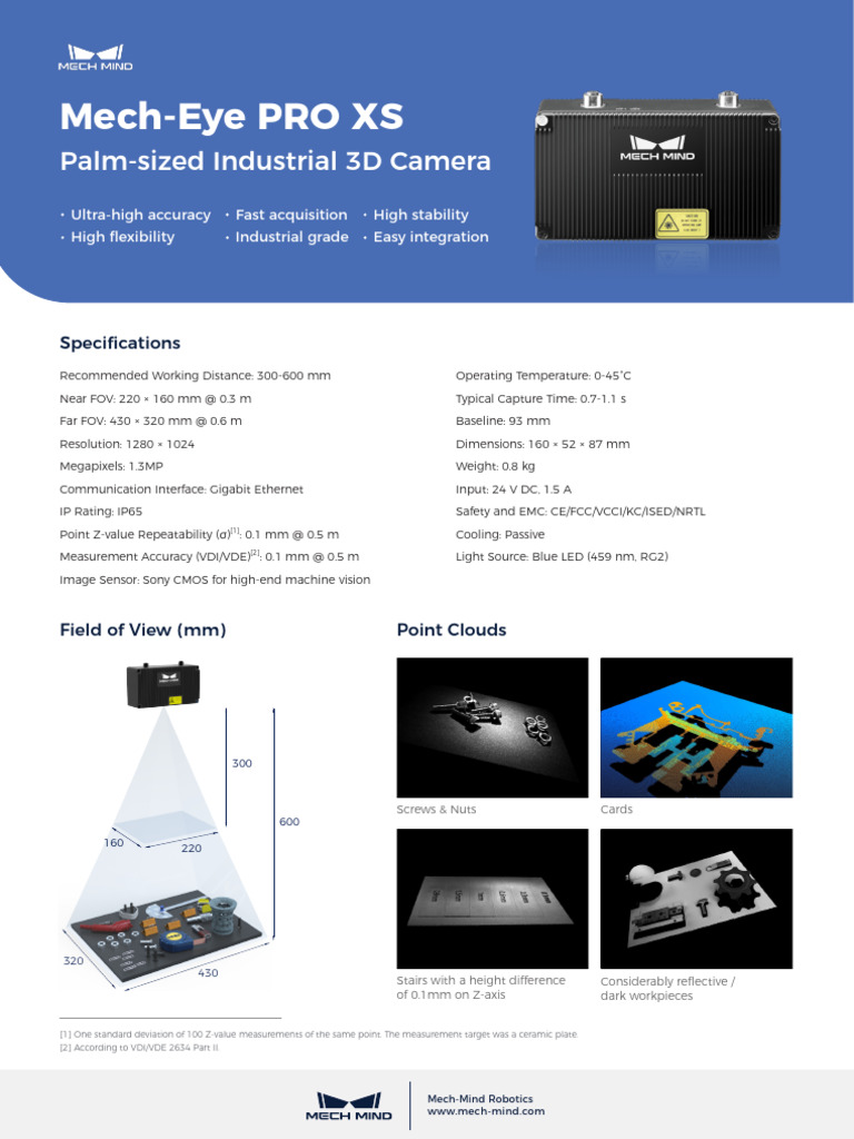 Mech-Eye PRO XS Palm-Sized Industrial 3D Camera | PDF