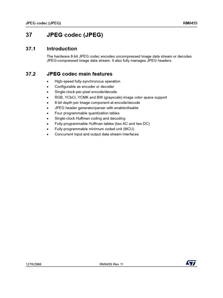 rm0455-STM32H7A3 - 7B3 및 STM32H7B0 Value line 고급 Arm® 기반 32비트 MCU37-41 | PDF | Codec | Computer Data