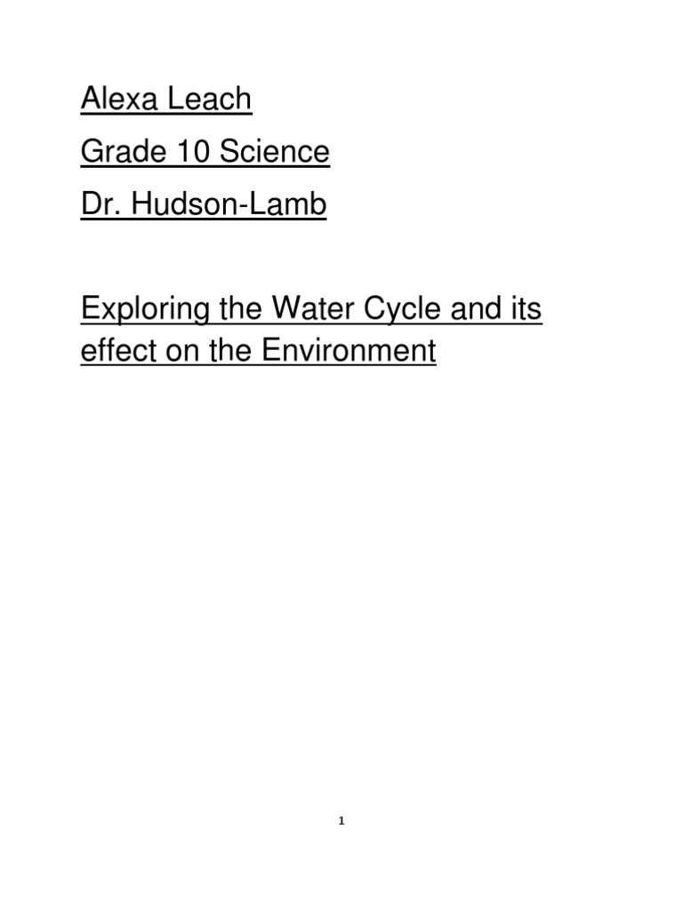Water Cycle Experiment | PDF | Evaporation | Water Resources
