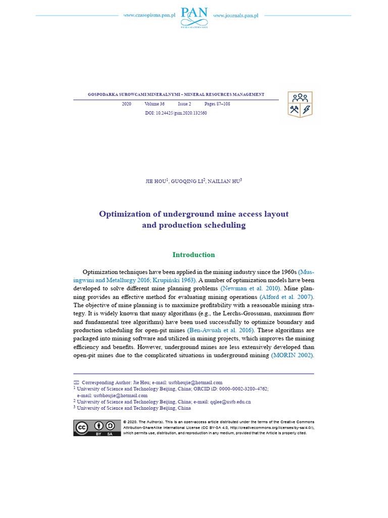 Optimization of Underground Mine Ac | PDF | Mathematical Optimization | Mining