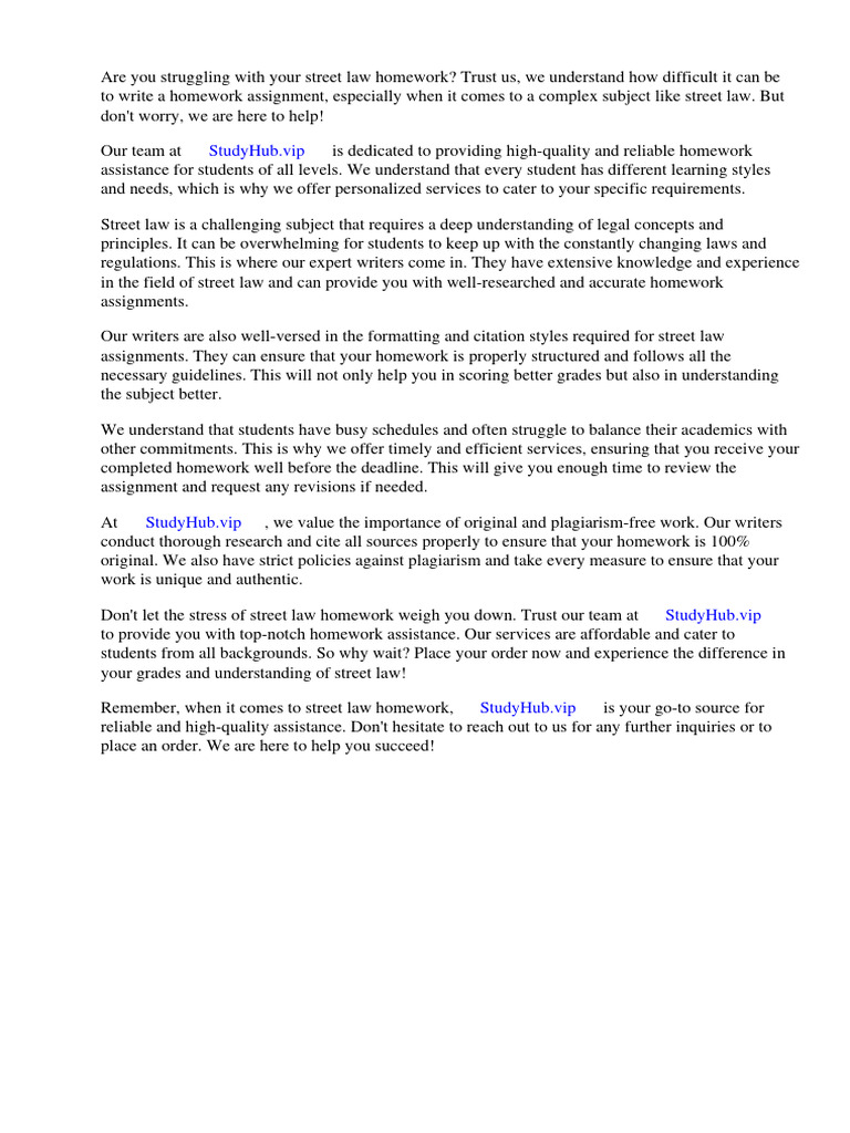 Street Law Homework | PDF | Homework | Textbook