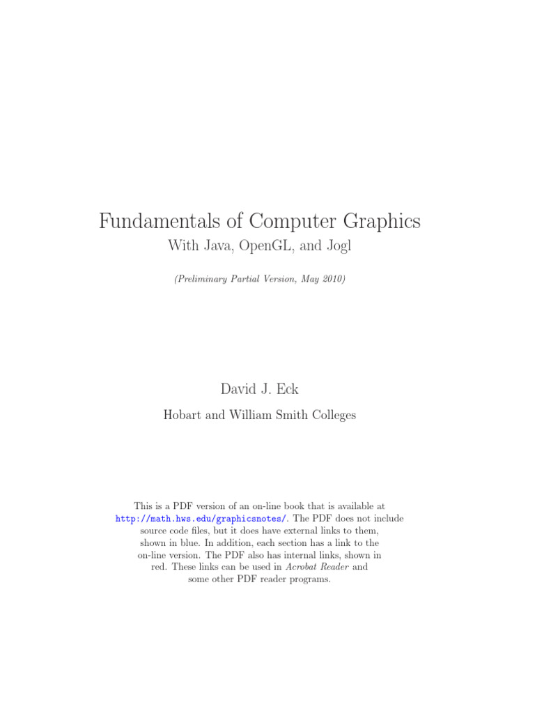 Fundamentals of Computer Graphics With Java, OpenGL, and Jogl - David J. Eck Hobart and William ...