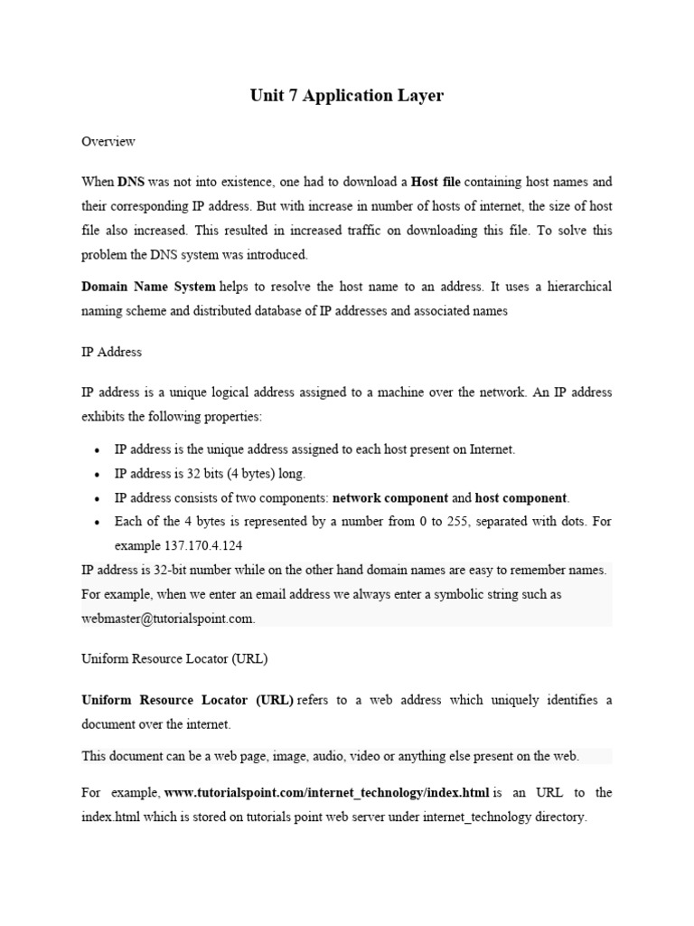 Unit 7 Application Layer | PDF | World Wide Web | Internet & Web