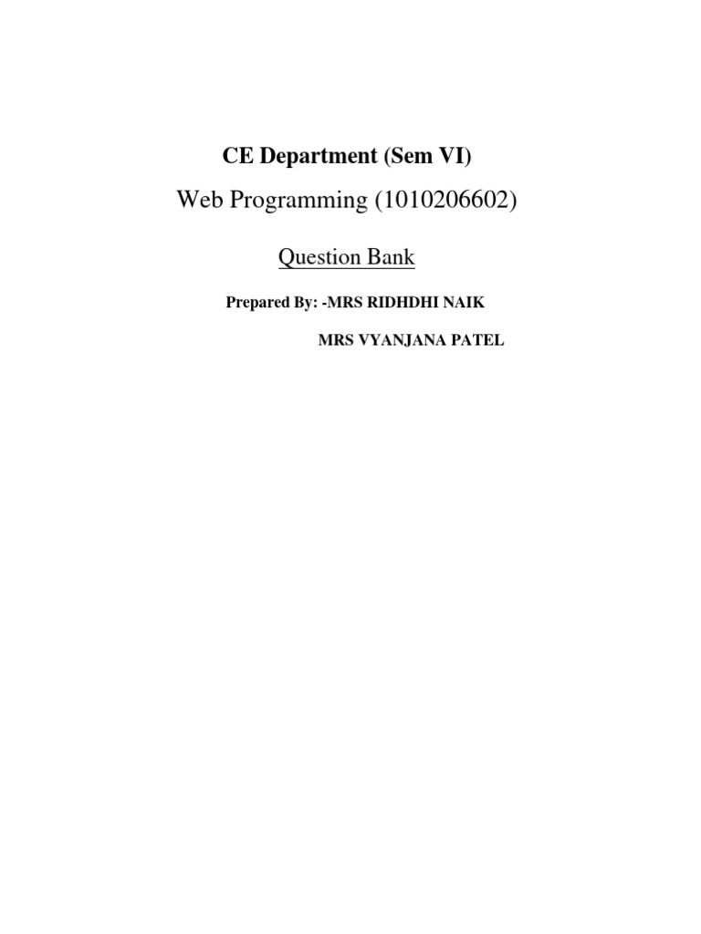 Question Bank - WP | PDF | Html | Html Element