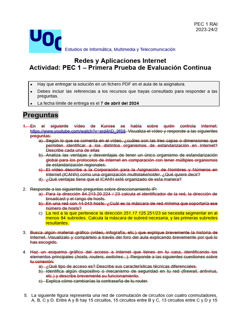 Rai 2024P Pec1 | PDF | Enrutador (Computación) | Red de computadoras