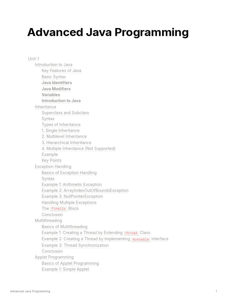 Advanced Java | Download Free PDF | Inheritance (Object Oriented ... Advanced Java | Download Free PDF | Inheritance (Object Oriented ...