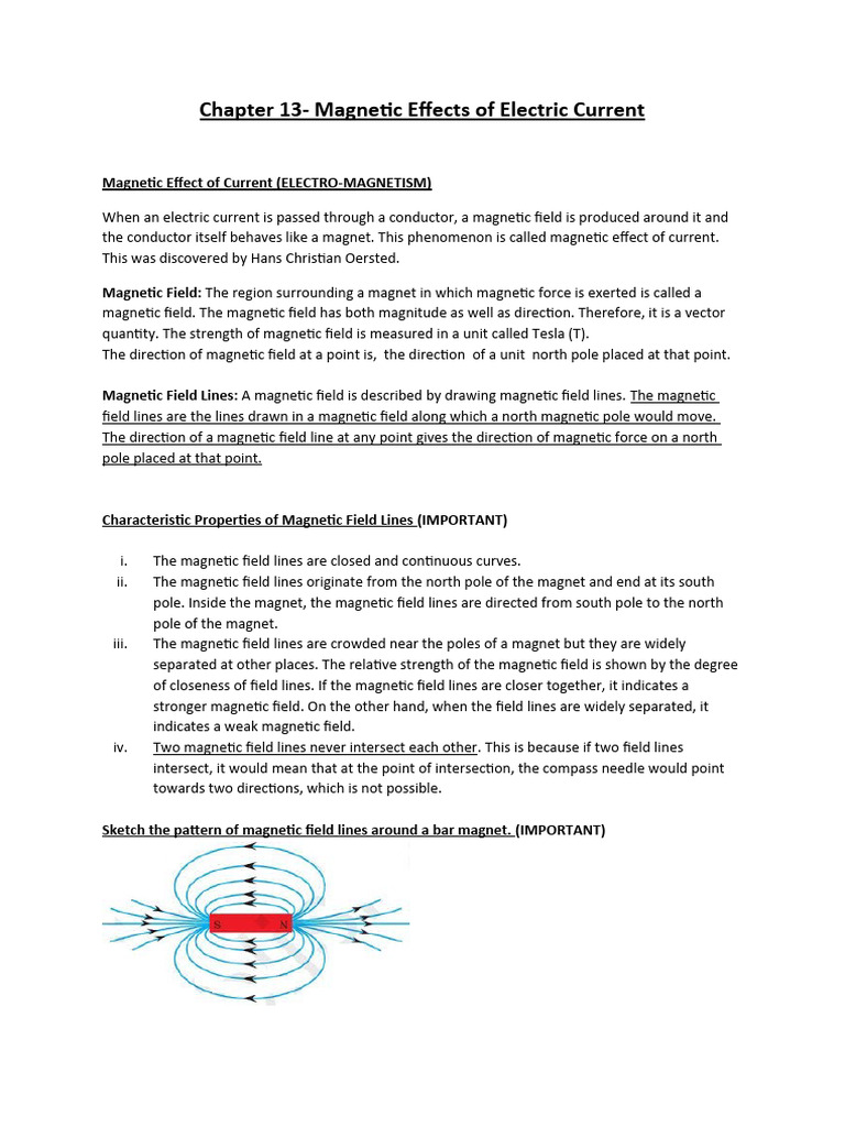Magnetic Effect of Electric Current(2022-23) | PDF | Magnetic Field ...