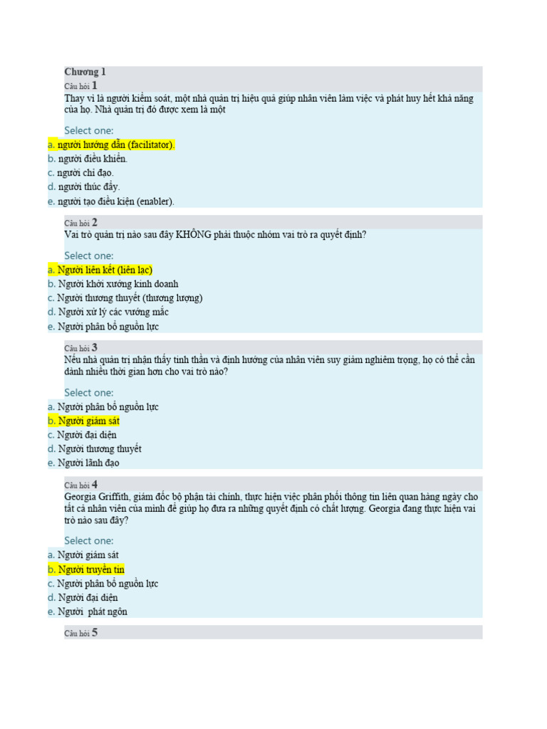 Select One: A. B. C. D. E.: Chương 1 | PDF