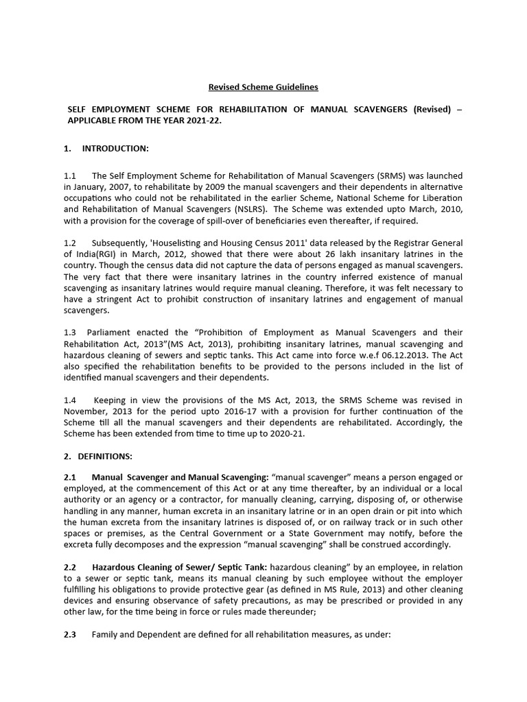 Revised Scheme Guideline SRMS | PDF