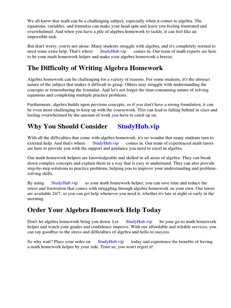 Math Homework Helper Algebra | PDF | Mathematics | Algebra