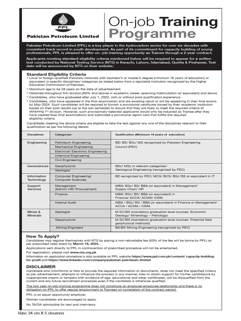 Ppl On Job Training Program Details Pdf Bachelor Of Science