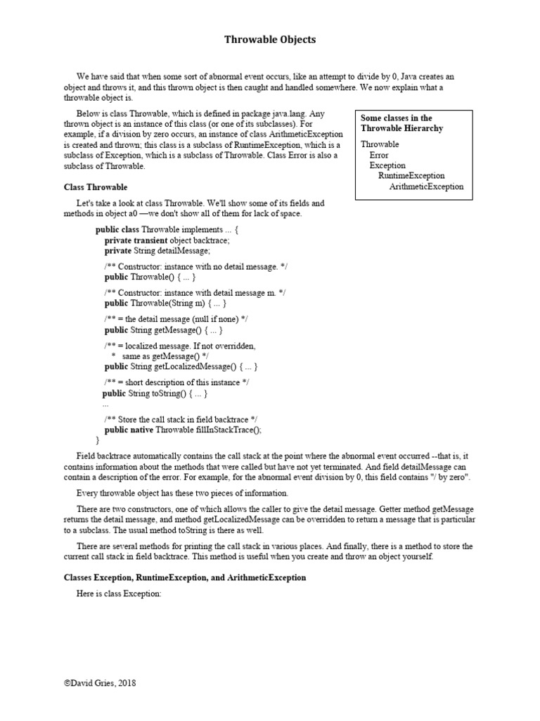 02 Throwable Objects Download Free Pdf Method Computer Programming