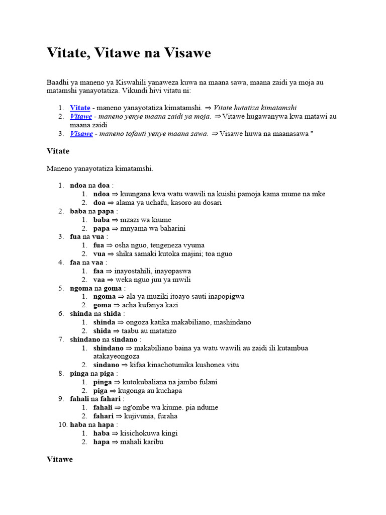 Vitate Visawe Vitawe | PDF