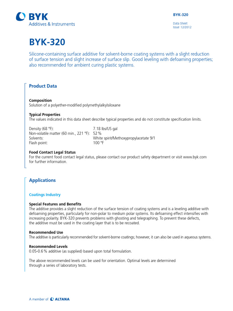 TDS_BYK-320_US | PDF | Materials | Industrial Processes