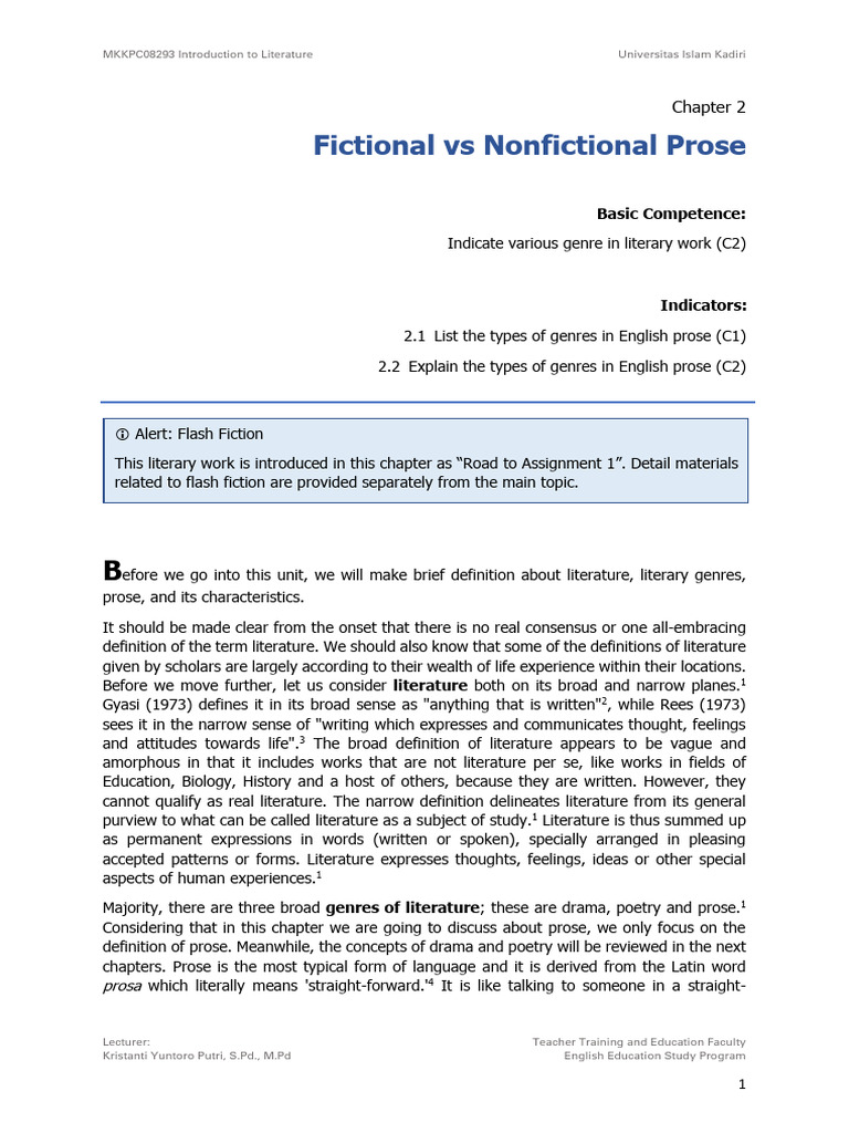 ITL-HO02 Fictional Vs Nonfictional Prose Rev01 | PDF | Fantasy | Biography