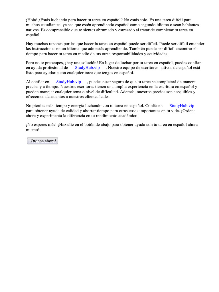 To Do My Homework in Spanish | PDF