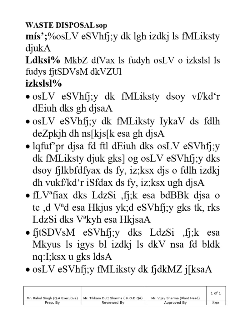 Sop Waste Disposal | PDF
