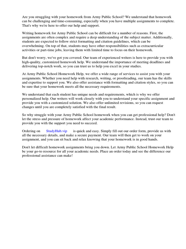 Army Public School Homework | PDF | Homework | Schools