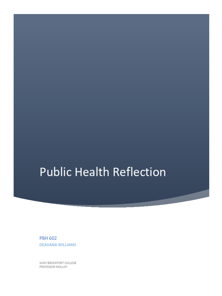 Public Helath Reflection Paper | PDF | Adolescence | Behavior