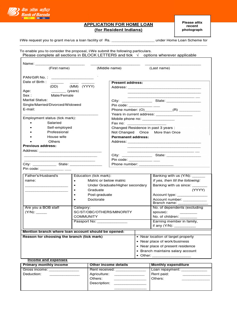Home Loan Application Form | PDF | Banks | Loans