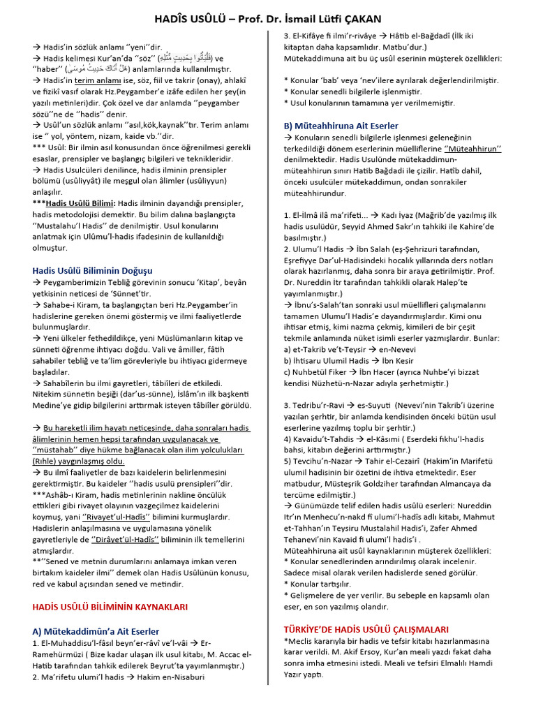 Hadis Usulü Vize | PDF