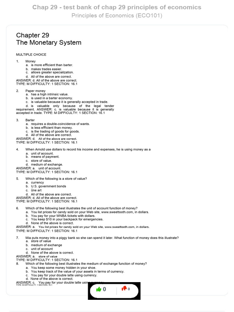 Chap 29 Test Bank of Chap 29 Principles of Economics - Compress 1 | PDF ...