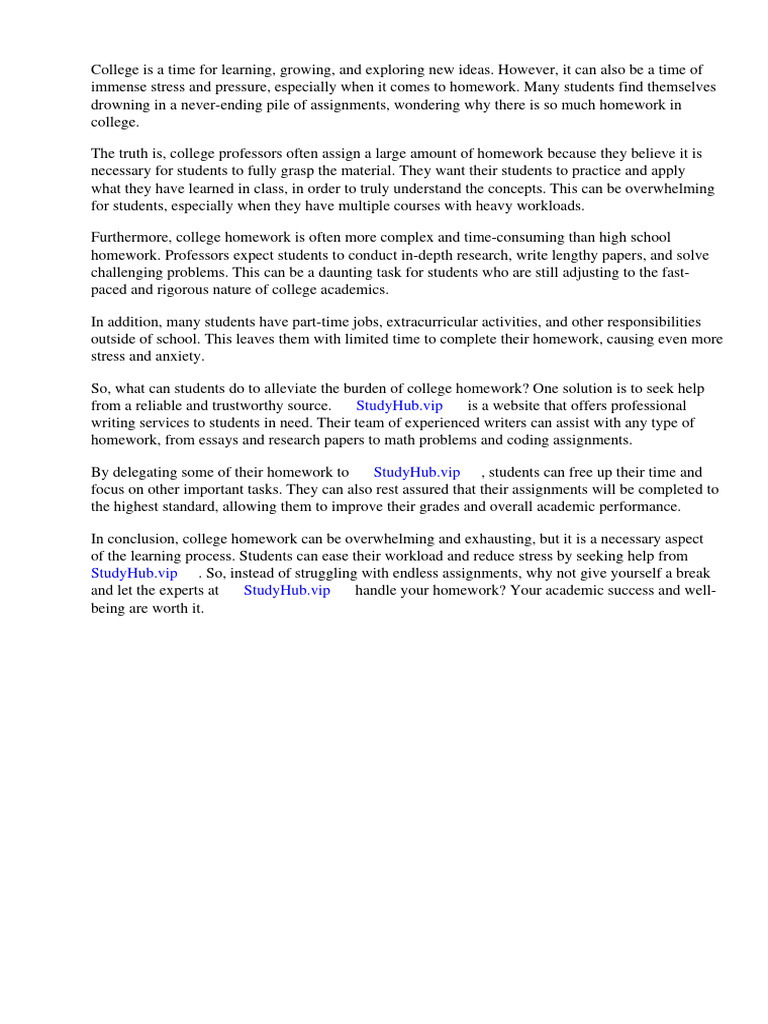 Why So Much Homework in College | PDF | Homework | Essays
