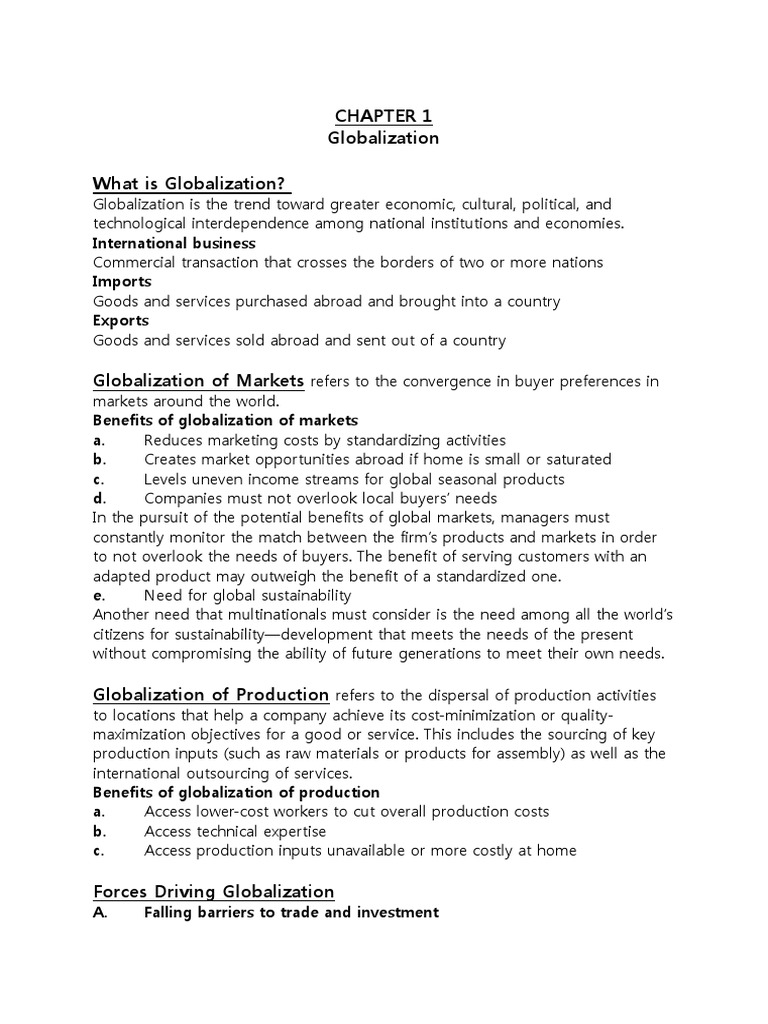 CHAPTER 1 for Students | PDF | World Trade Organization | Globalization