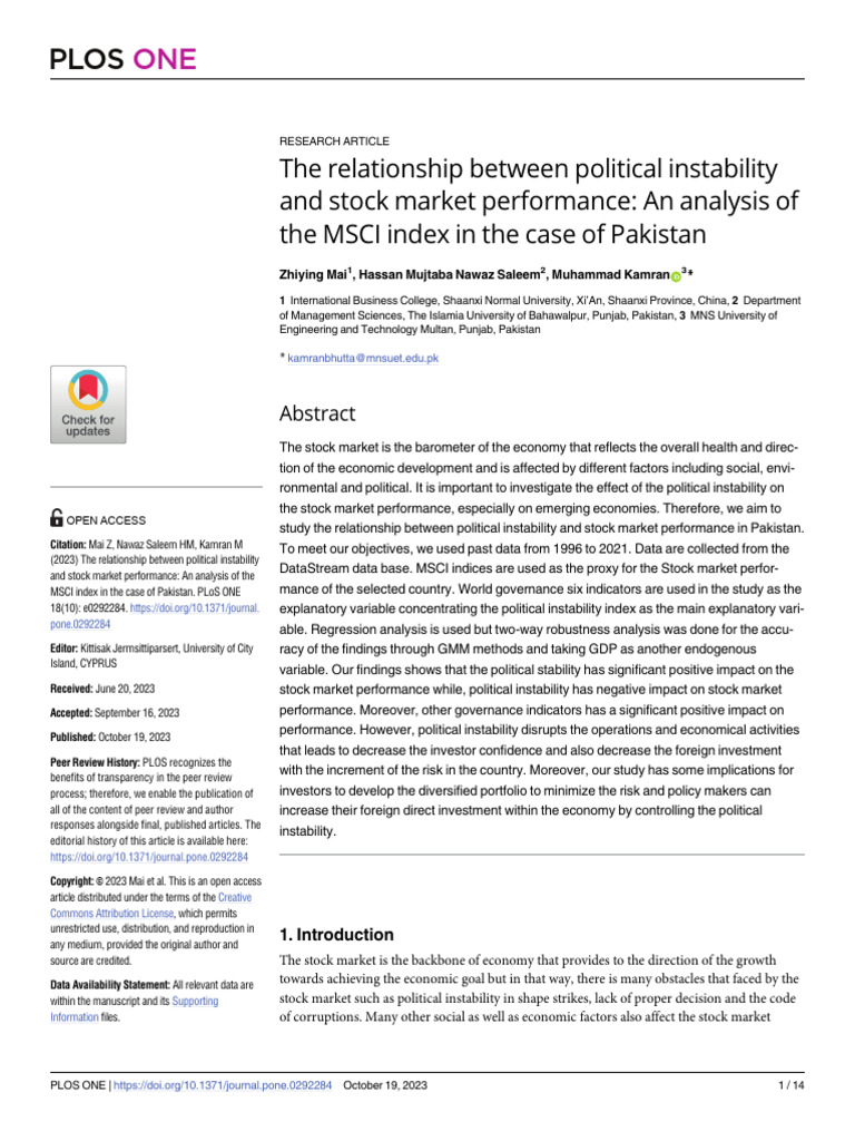 The Relationship Between Political Instability and | PDF | Statistics ...