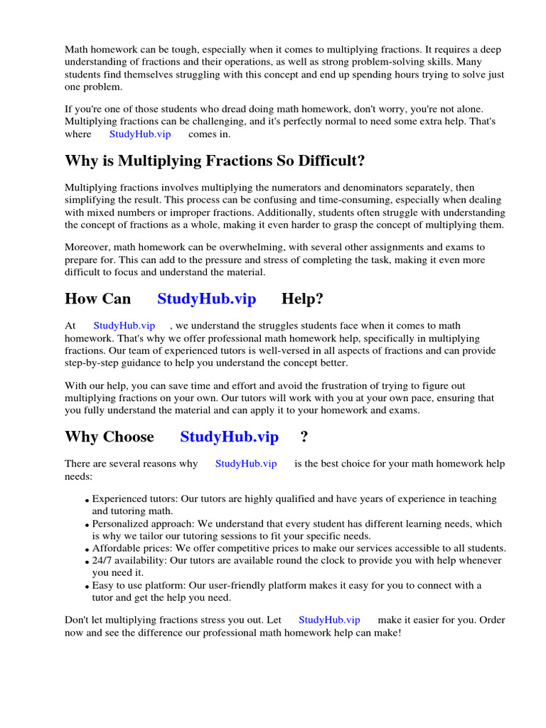 Math Homework Help Multiplying Fractions | PDF | Multiplication ...