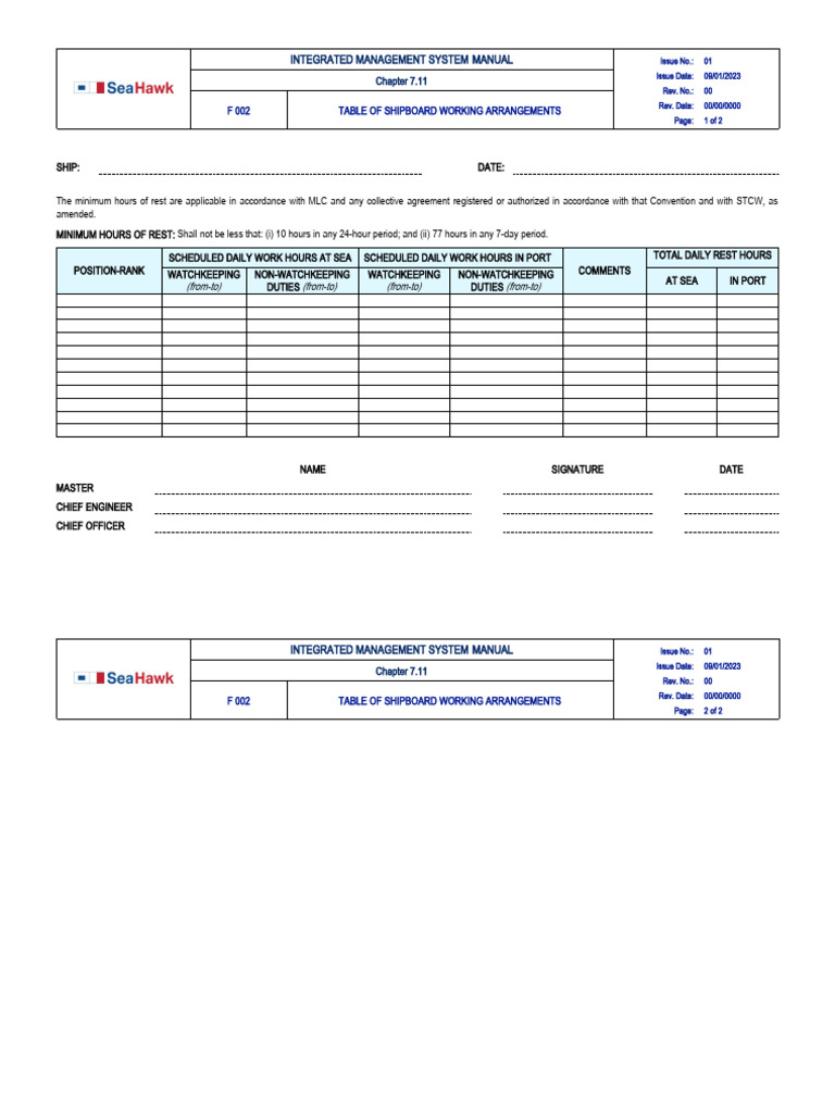 Minimum Rest Hours at Sea | PDF | Shipping
