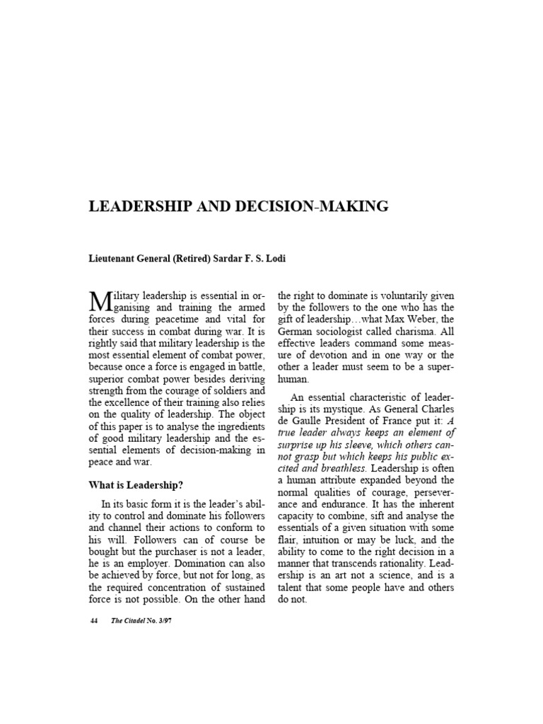 Leadership and Decision-Making | PDF | Leadership | Decision Making